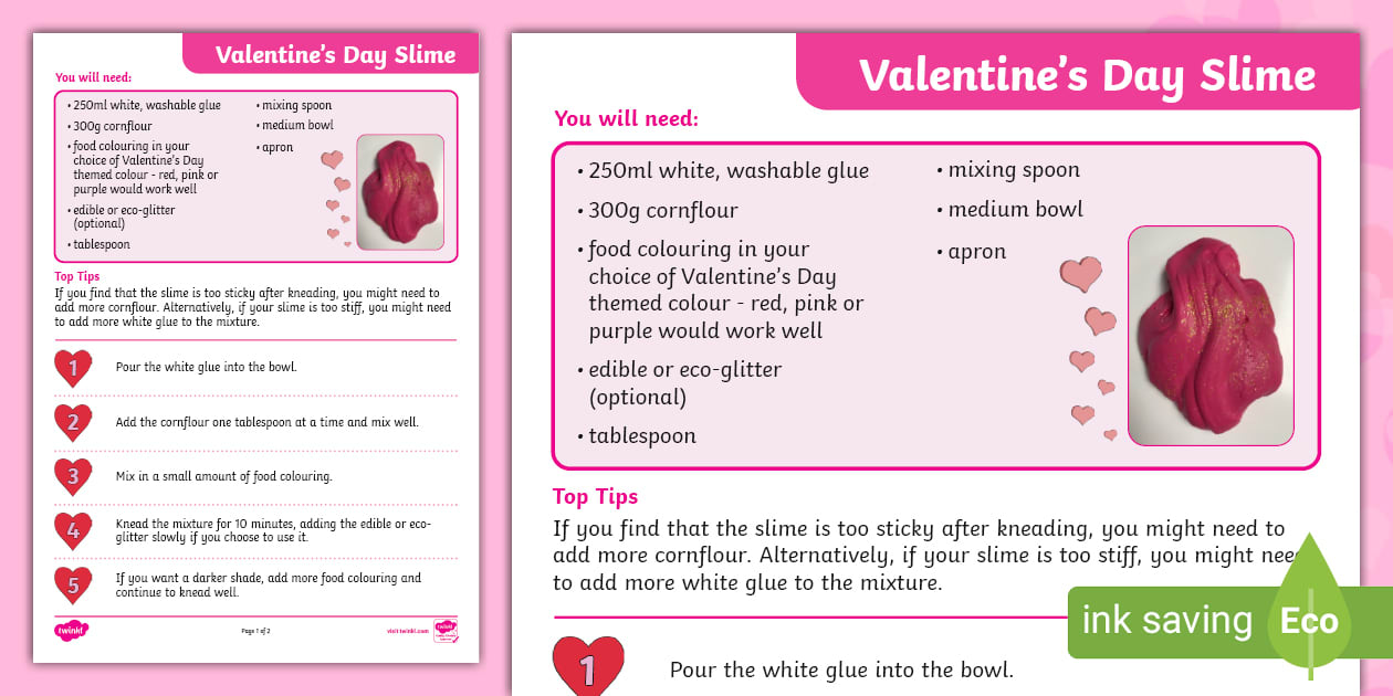 Valentine's Day Themed Slime Activity - Twinkl