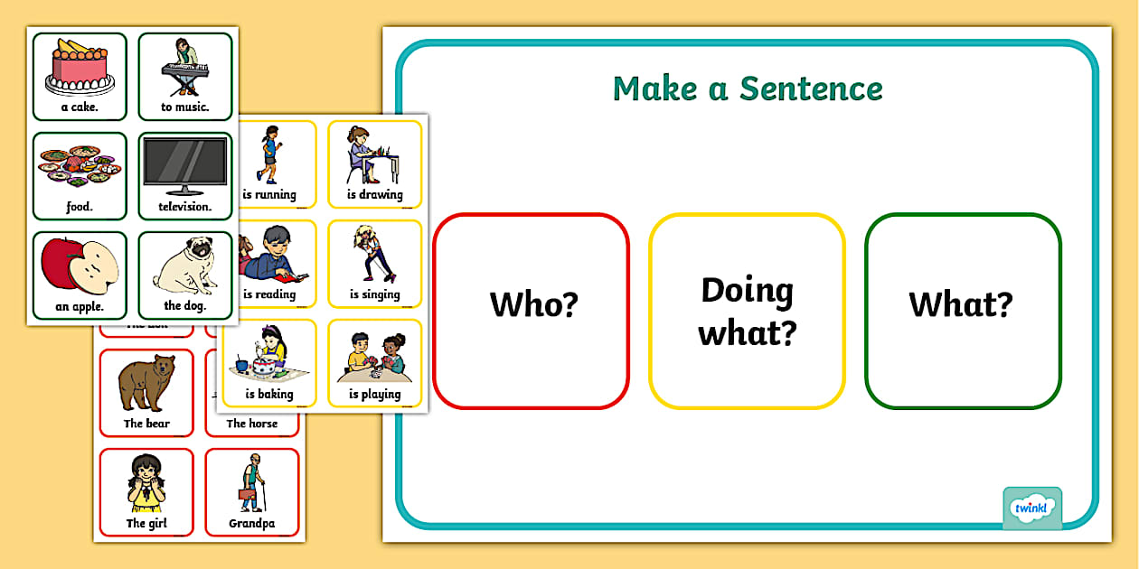 Who? What Doing? What? Make a Sentence Board and Cards