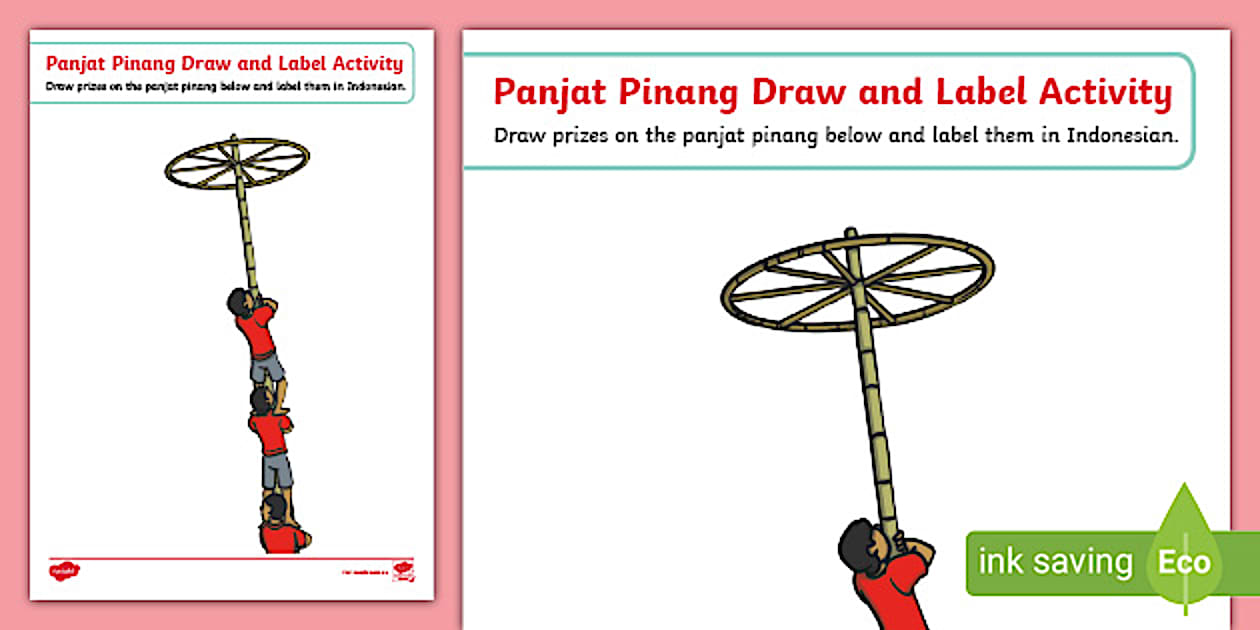 Indonesian Independence Day Panjat Pinang Draw and Label Activity