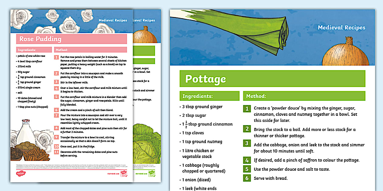 Medieval Recipes Display Posters - Twinkl - KS2 - Twinkl