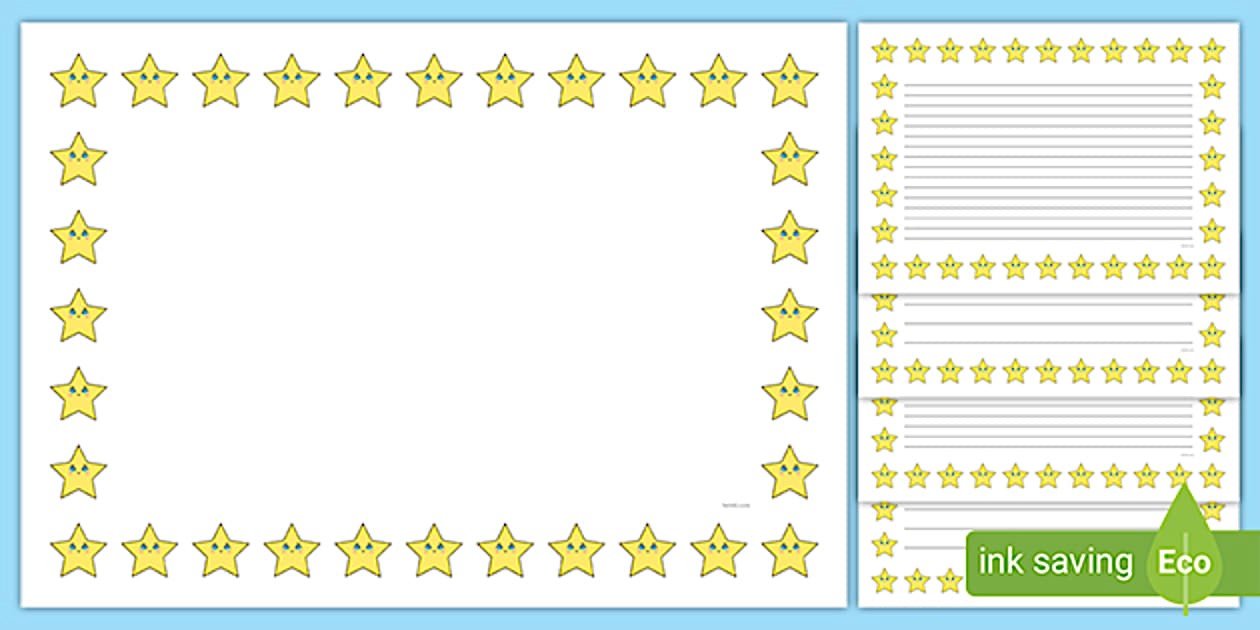 Editable Smiley Star Landscape Page Borders - Twinkl