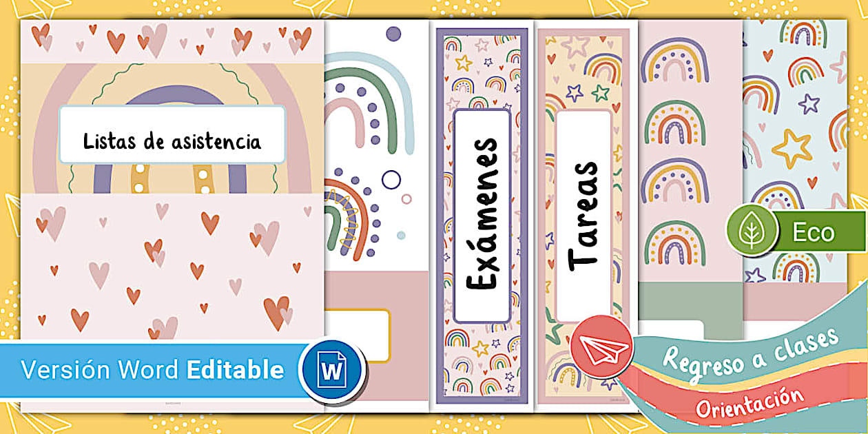 Lomos y Portadas Editables Versión Arco-iris - Twinkl