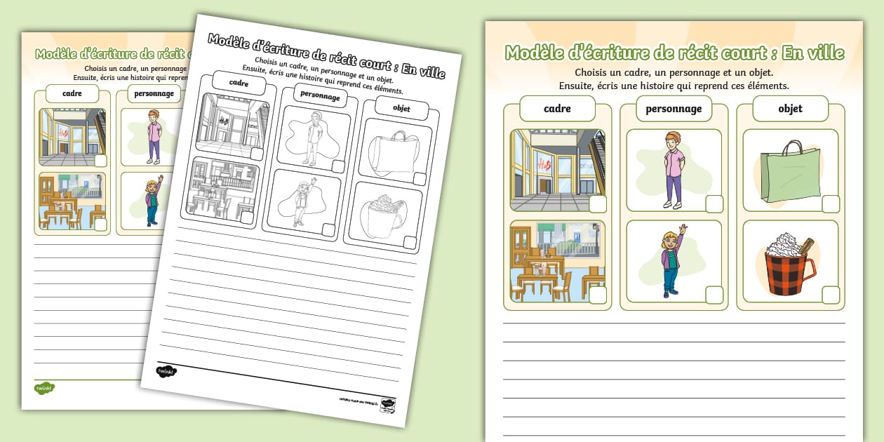 Modèle d'écriture de récit court : En ville - Twinkl