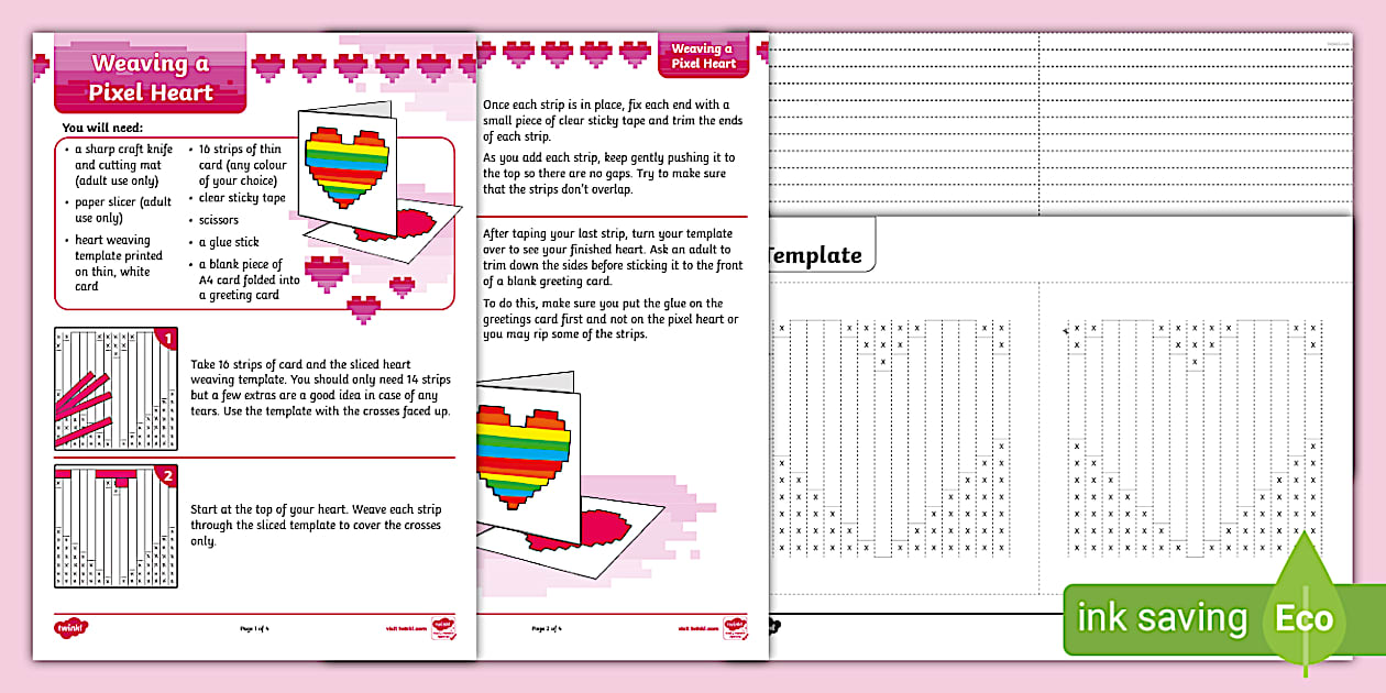 Weaving a Pixel Heart Valentine's Day Card (Teacher-Made)