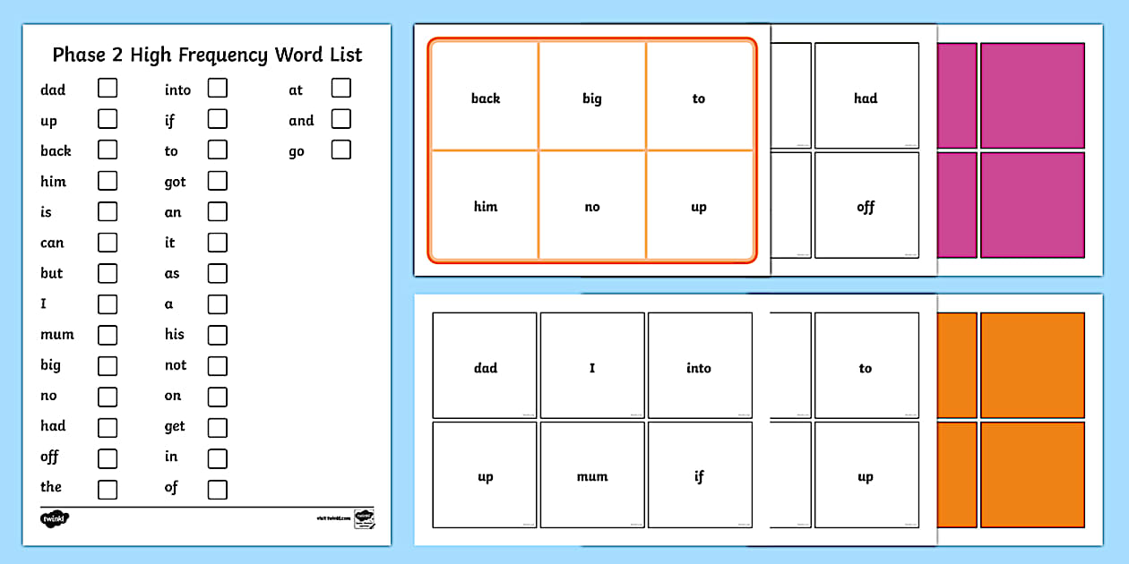 NSW Phase 2 High Frequency Word Bingo (teacher made)
