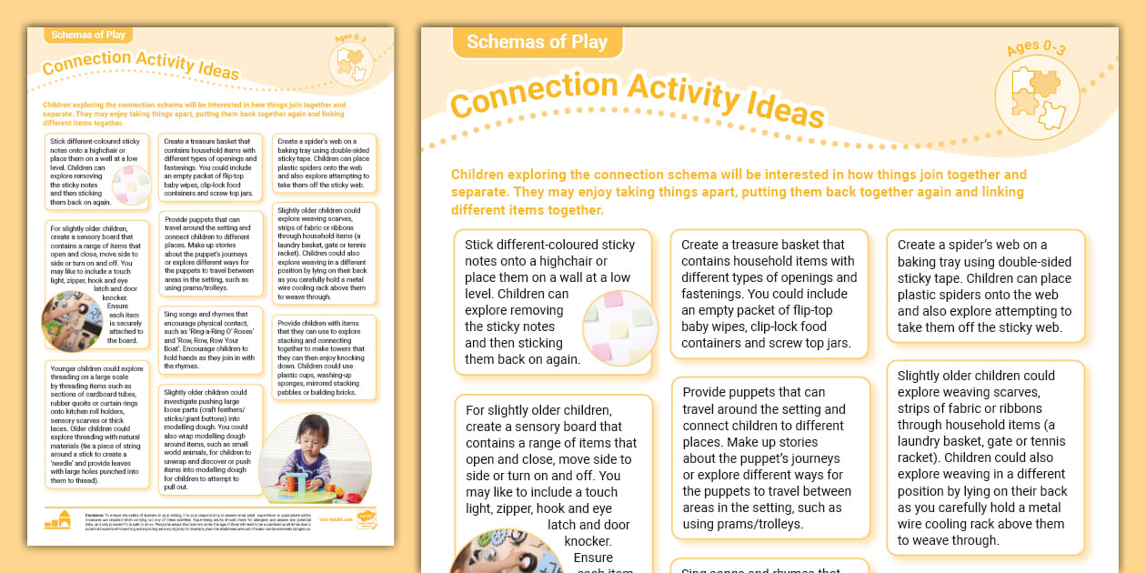 EYFS (Ages 0-3) Schemas of Play: Connection Activity Ideas