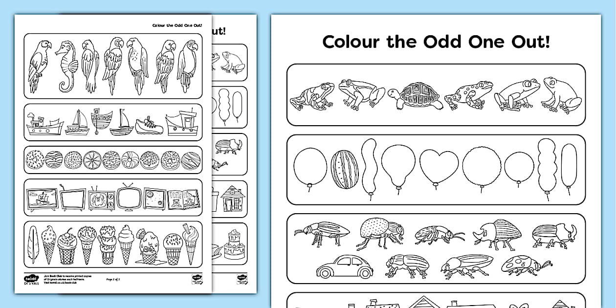Colour the Odd One Out Exercises | Twinkl Originals - Twinkl