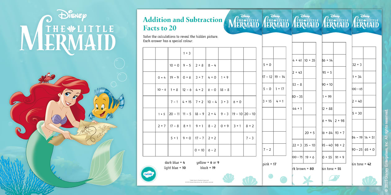 👉 The Little Mermaid: Maths Mosaics Worksheets Pack