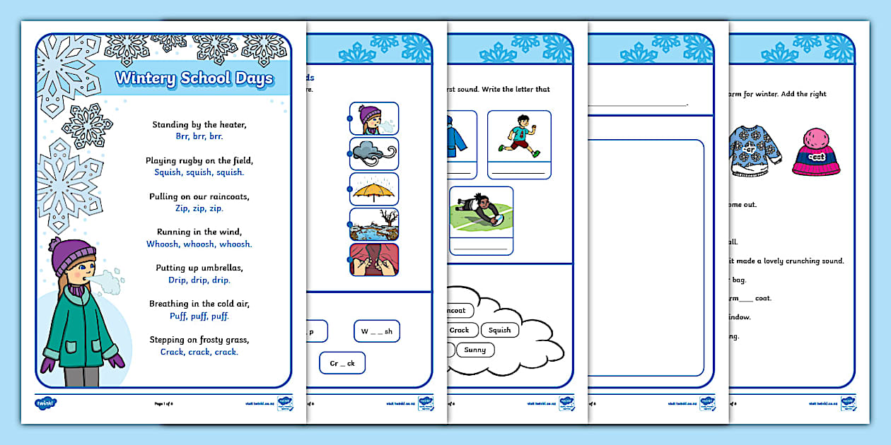 Wintery School Days Poem Pack Year 0-3 (Teacher-Made)