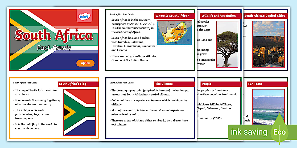 KS2 South Africa Fact Cards (teacher made) - Twinkl