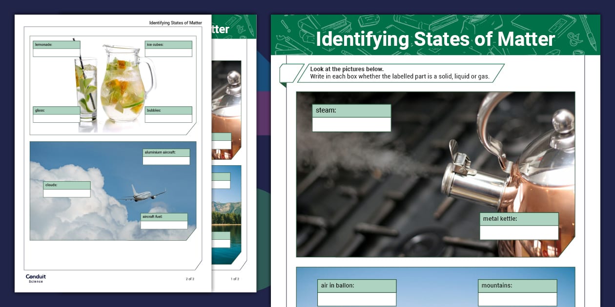 Identifying States of Matter Work Sheet - Twinkl