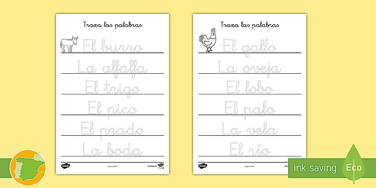 Ficha de actividad: Traza las palabras - La boda del tío Perico