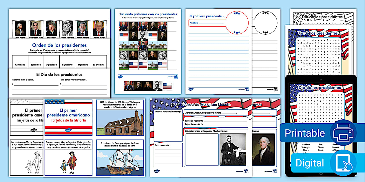 Paquete: El Día de los presidentes para K-2o grado - Twinkl
