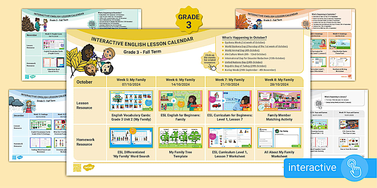 3. Sınıf İngilizce 1. Dönem Ders Planı | Twinkl