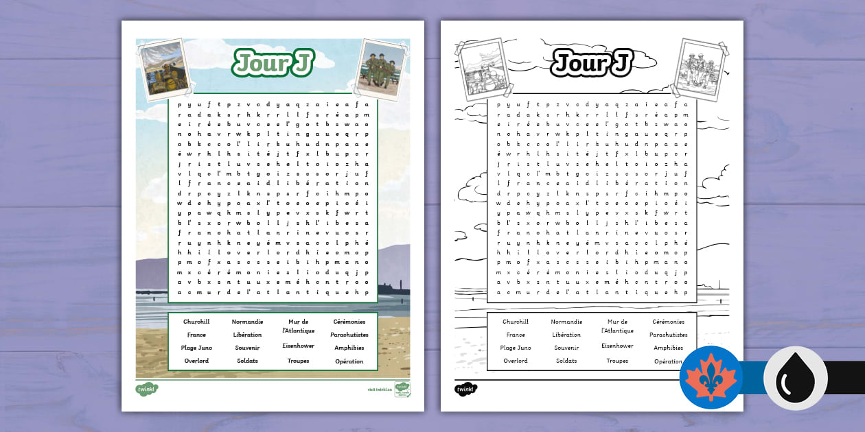 D-Day Juno Beach Word Search French (teacher made) - Twinkl
