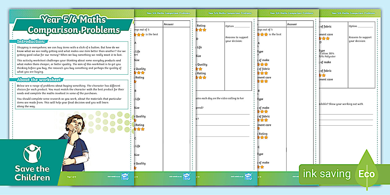 Save the Children: Year 5-6 Price Comparison Activity