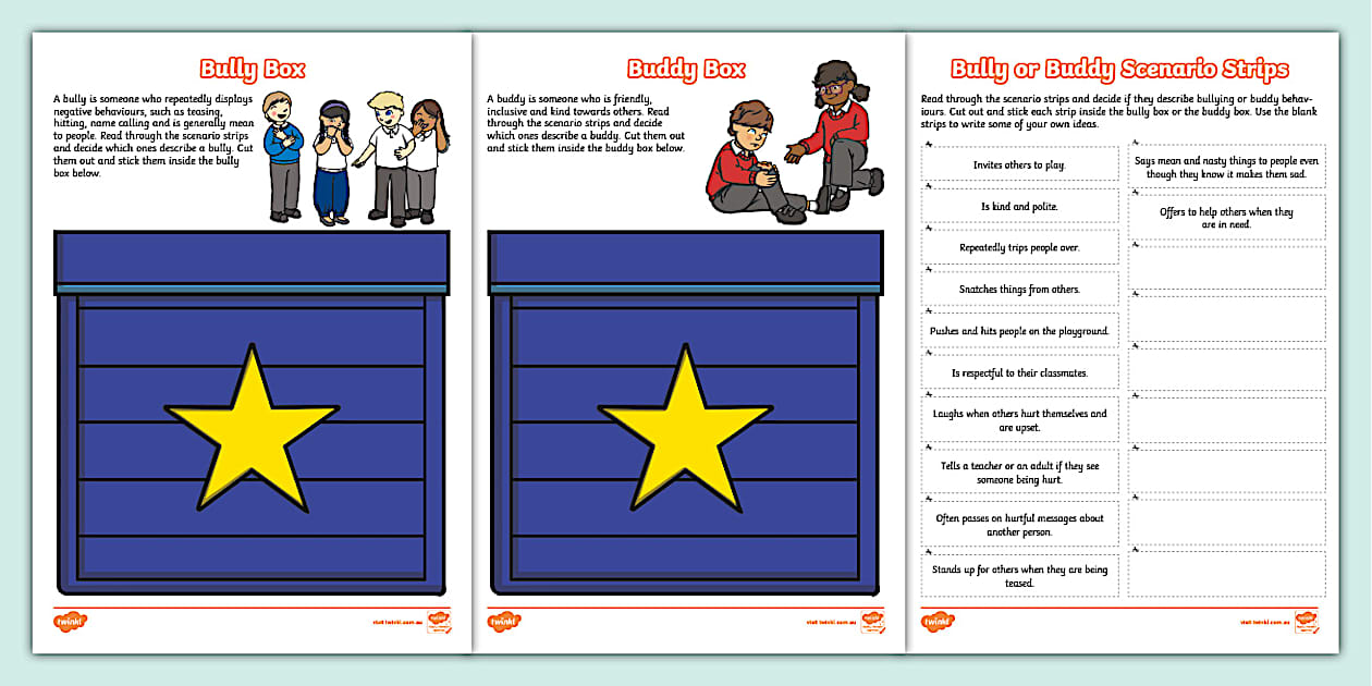 Bully or Buddy Box Activity Sheets (teacher made) - Twinkl