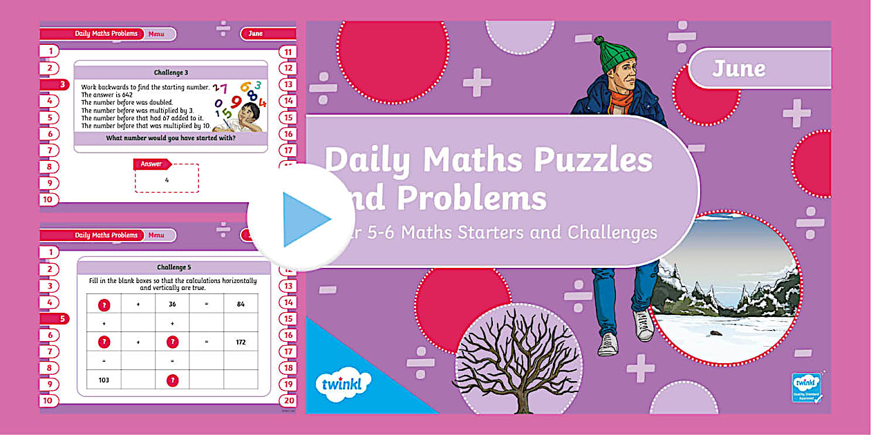 June Year 5/6 Maths Puzzle and Problem Starters - Twinkl