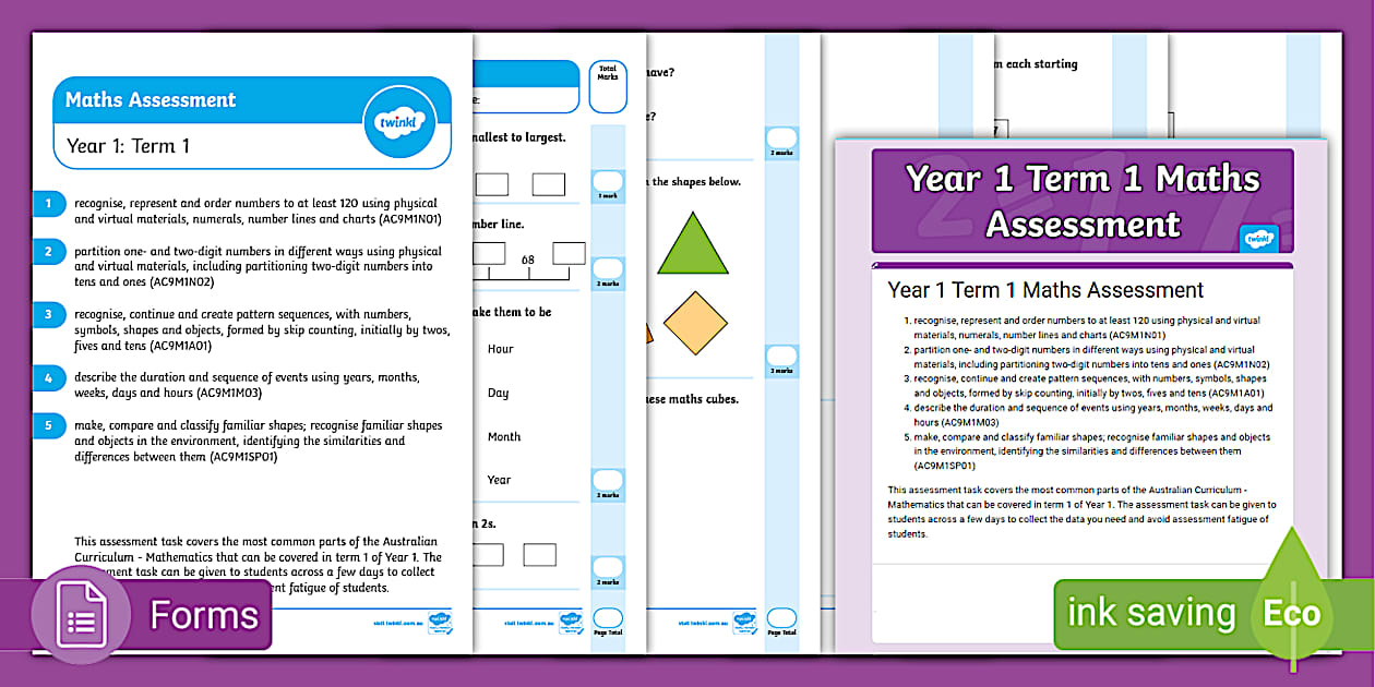Year 1 Term 1 Maths Assessment (teacher made) - Twinkl