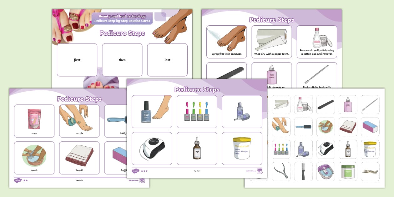 Grade 4 & Grade 5 Beauty and Nail Technology - Pedicure Routine Cards (CAPS