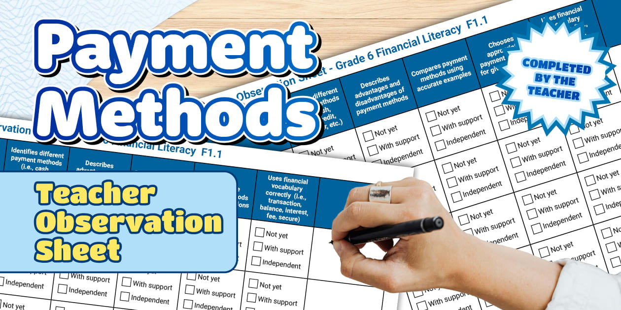 Teacher Observation Sheet - Grade 6 Finance (F1.1)