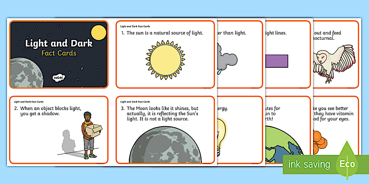 Light and Dark Fact Cards (teacher made) - Twinkl