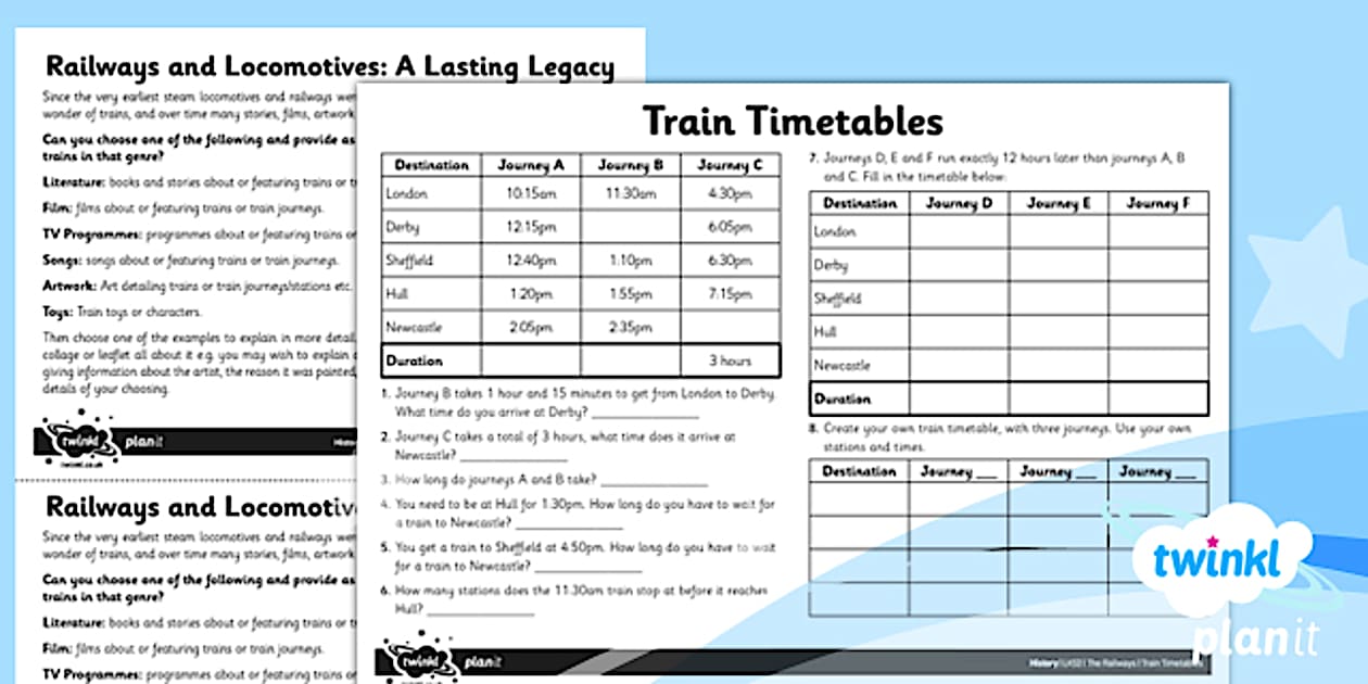 History: The Railways LKS2 Unit Home Learning Tasks - Twinkl