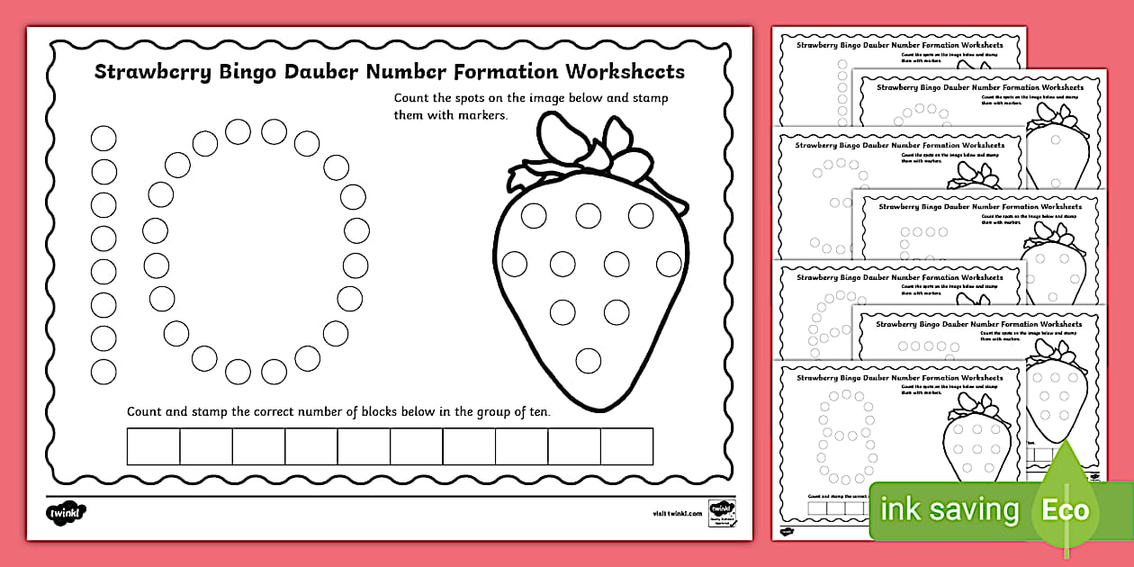 Strawberry Bingo Dauber Worksheets | Numbers | Twinkl | KS1