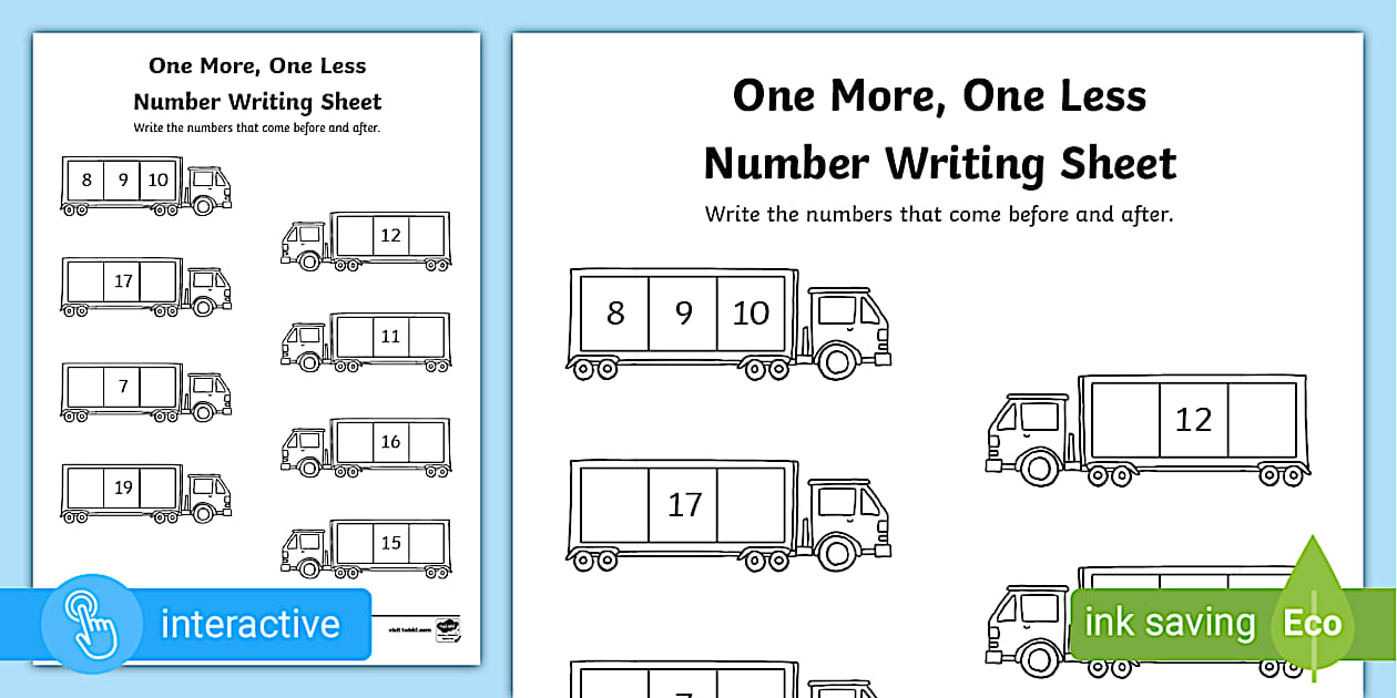 One More One Less Worksheet KS1 | Primary Resources - Twinkl