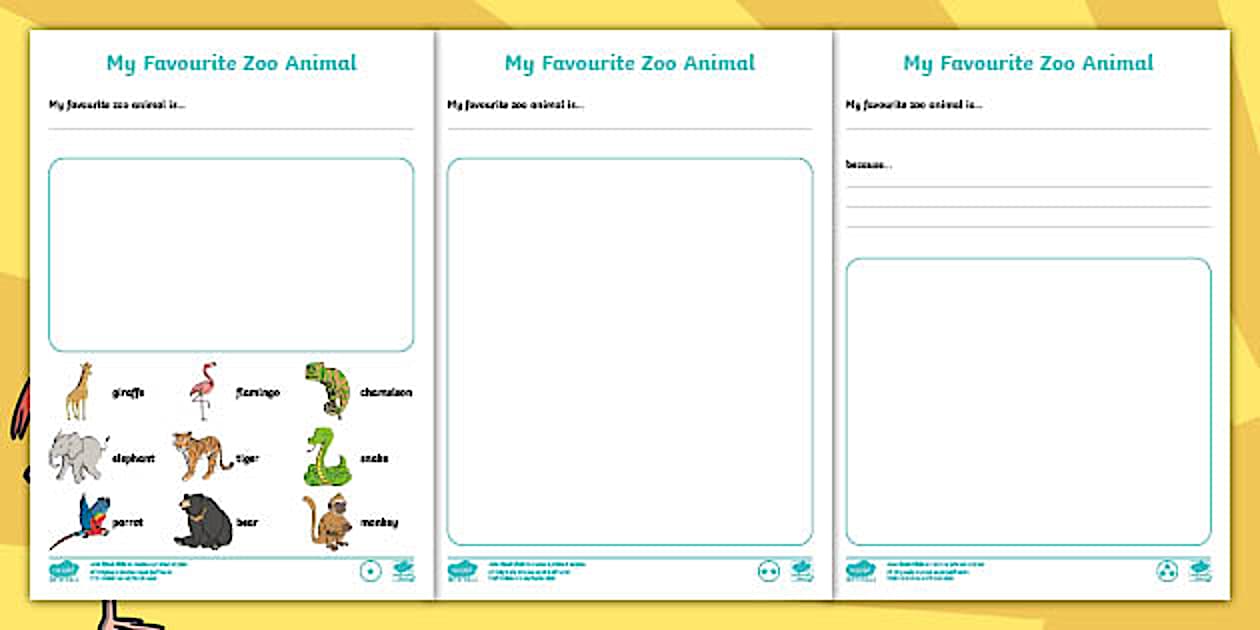 Cursive The Zoo Vet: My Favourite Zoo Animal Reception Writing Worksheets