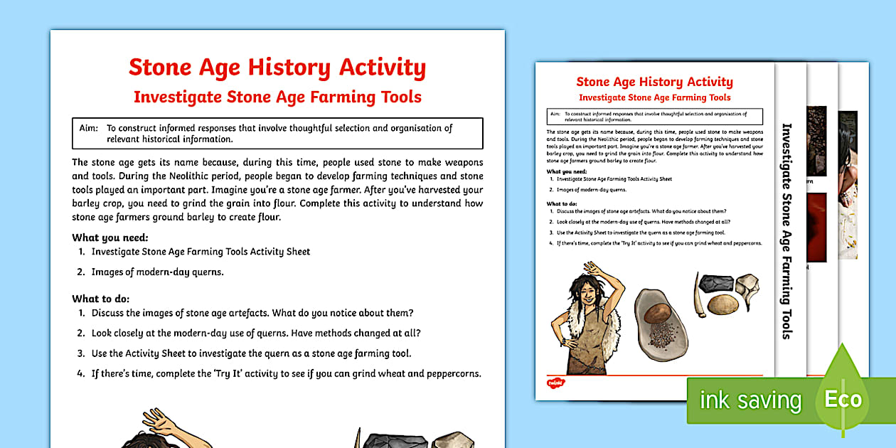 Black and White KS2 Stone Age Farming Activity - Twinkl