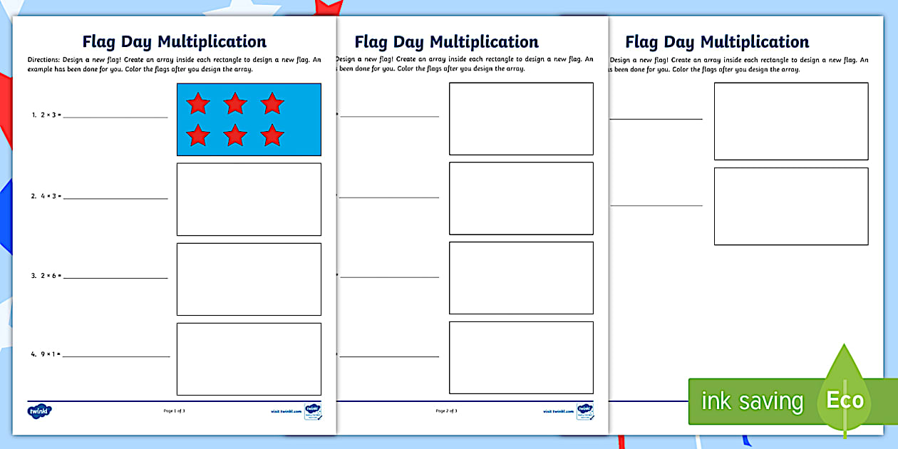 Flag Day Multiplication - Twinkl USA Resources - Twinkl