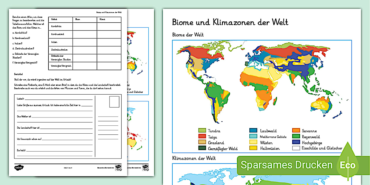 Biome und Klimazonen der Welt - Karte