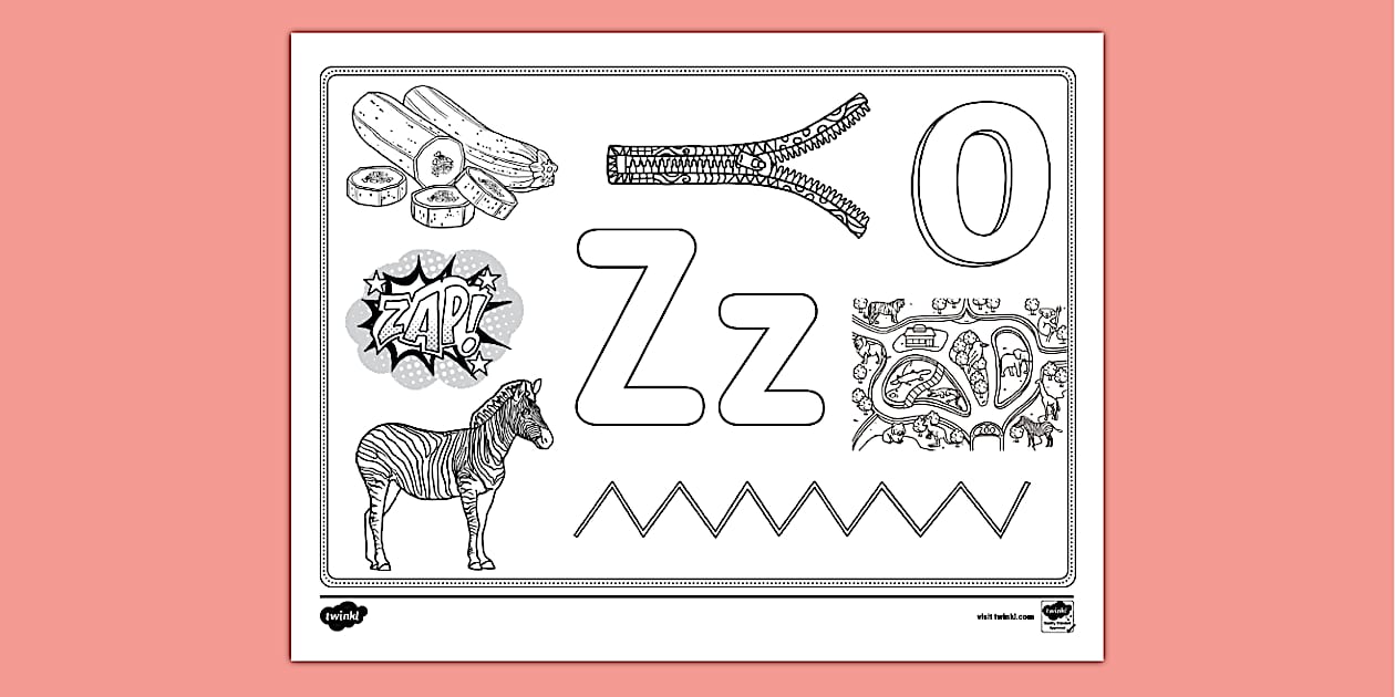 Letter Z Coloring Page (teacher made) - Twinkl