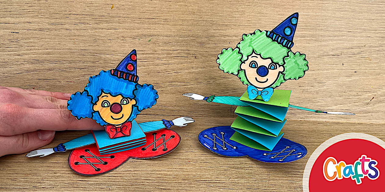 Folded Paper Clown Craft (teacher made) - Twinkl