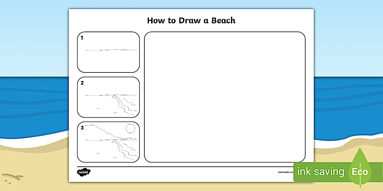 How to Draw a Beach Activity (teacher made) - Twinkl
