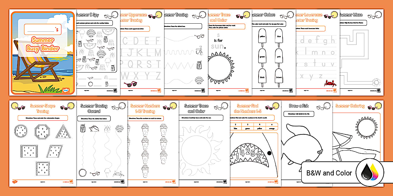 Prekindergarten No-Prep Summer Busy Binder (teacher made)