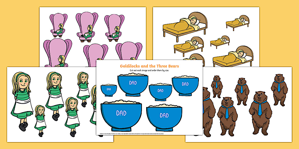 Goldilocks and the Three Bears Size Ordering - Twinkl