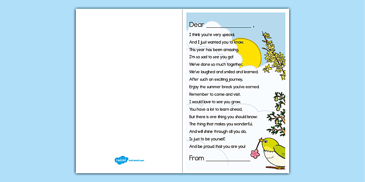 End of Year Poem to Students | Resource | Twinkl USA