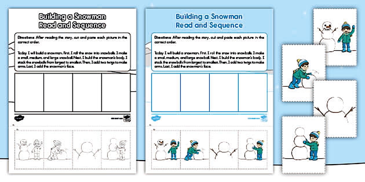 Building a Snowman Read and Sequence Activity (teacher made)