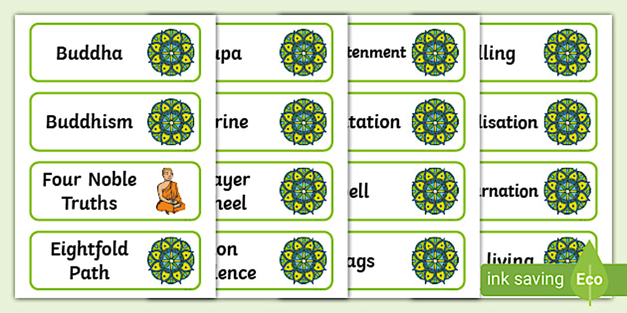 Buddhism Vocabulary Cards