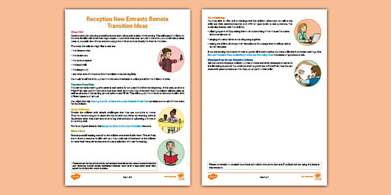 Reception New Entrants Remote Transition Ideas - Twinkl