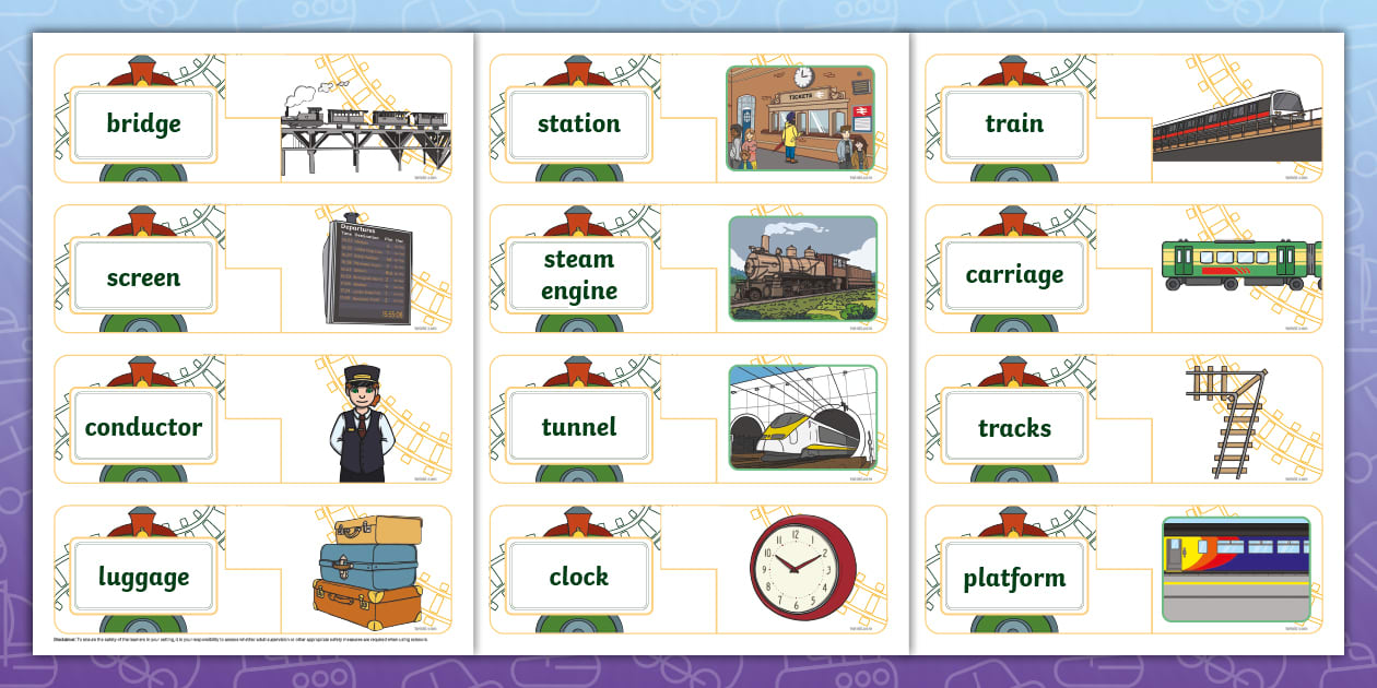 Train Vocabulary Matching Puzzle (teacher made) - Twinkl