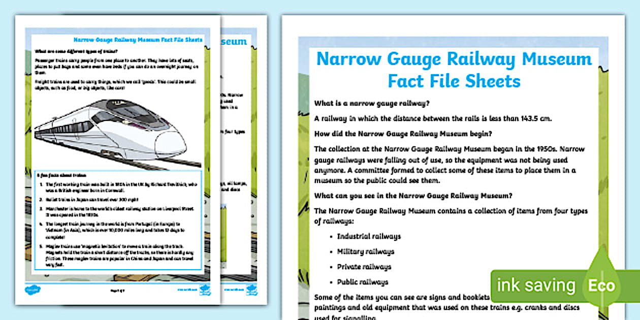 Narrow Gauge Railway Museum Fact File Sheets | Twinkl