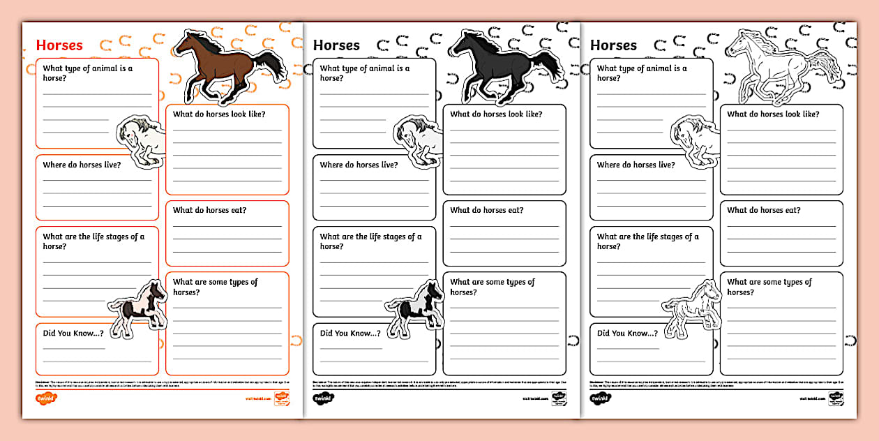 KS1 Horses Fact File Template - Twinkl Science - Twinkl