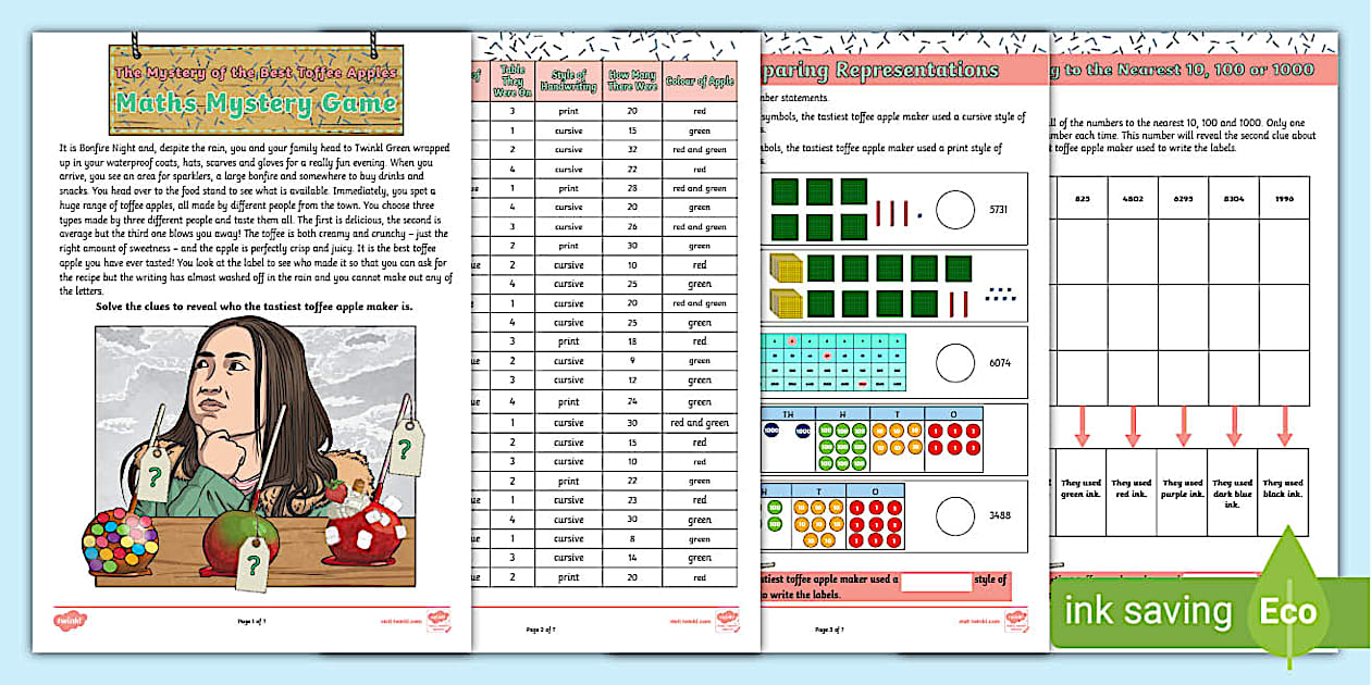 👉 Y4 The Mystery of the Best Toffee Apples Maths Mystery Game