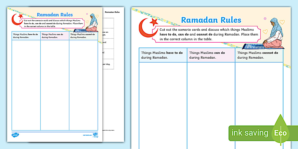 KS2 Ramadan Rules Activity (Teacher-Made) - Twinkl