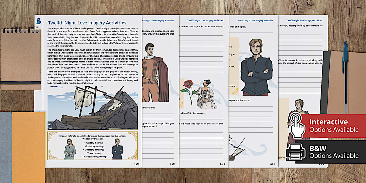 'Twelfth Night' Love Imagery Activities (Teacher-Made)