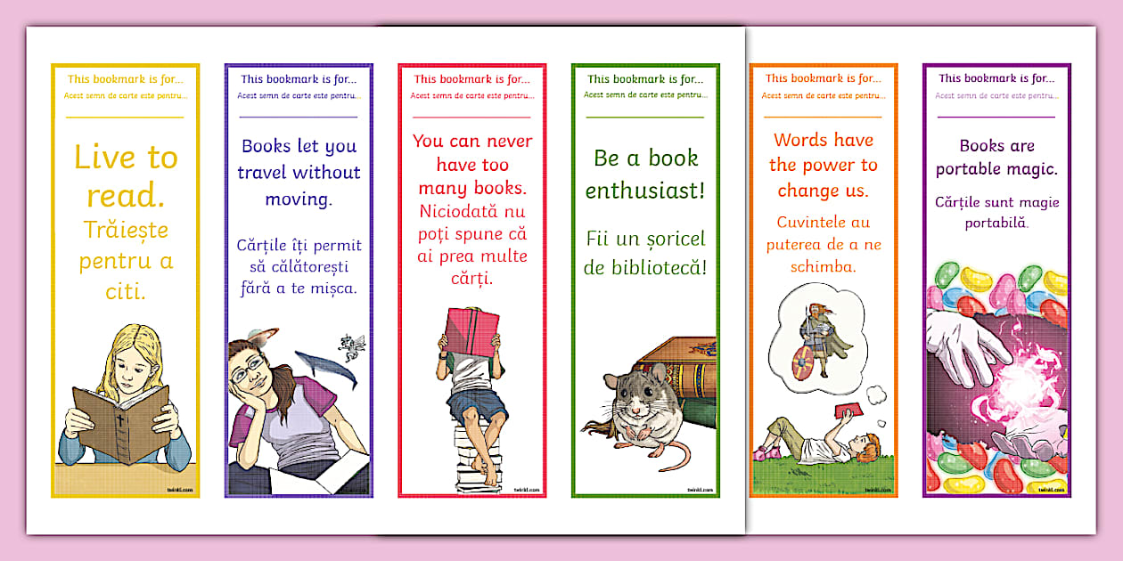 World Book Day Editable Bookmarks - English/Romanian