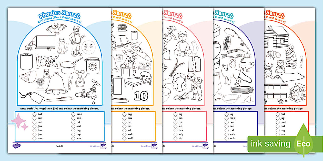 Editable CVC Word Phonics Search Activity Sheets - Twinkl